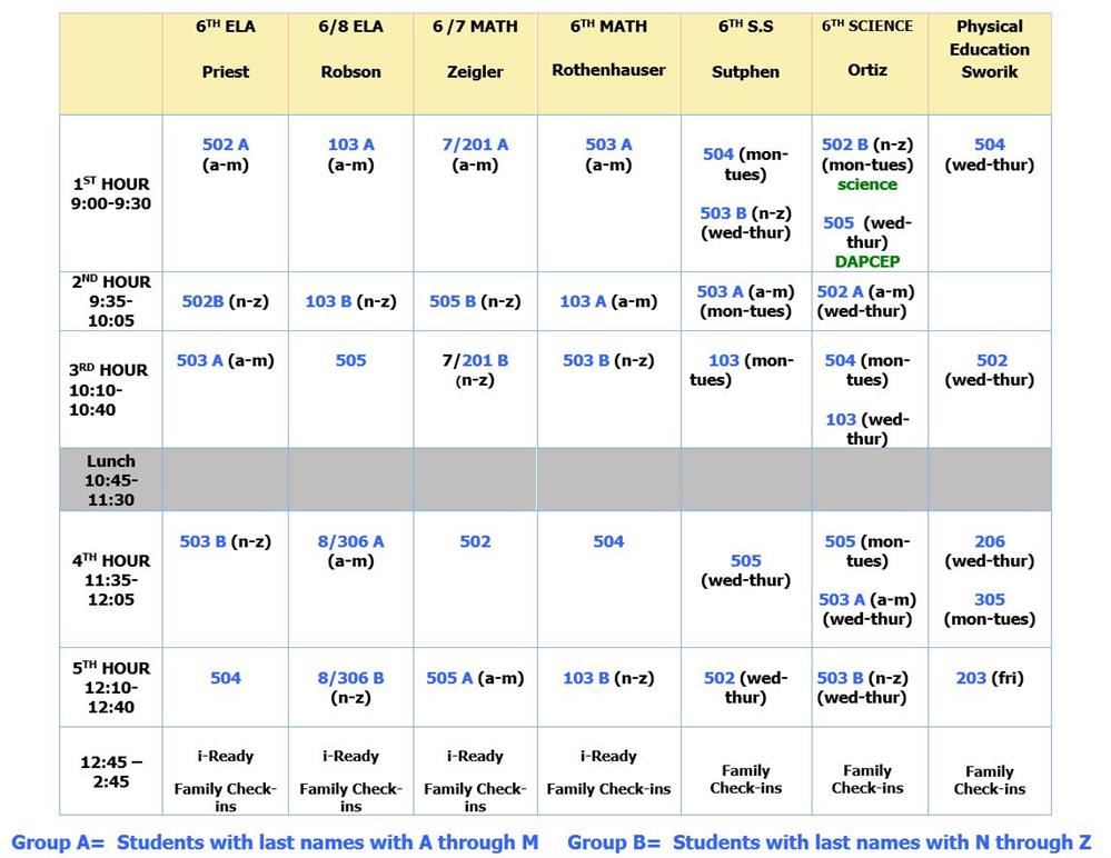 Distance Learning / Student Schedules